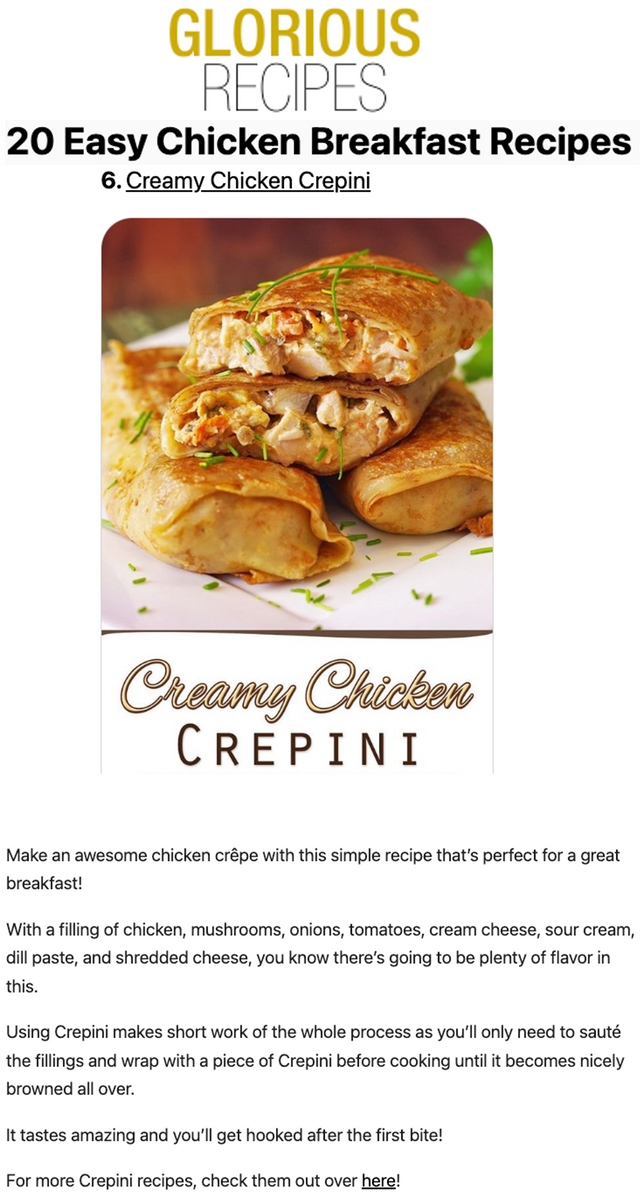 "20 Easy Chicken Breakfast Recipes" - Glorious Recipes – Crepini Foods LLC
