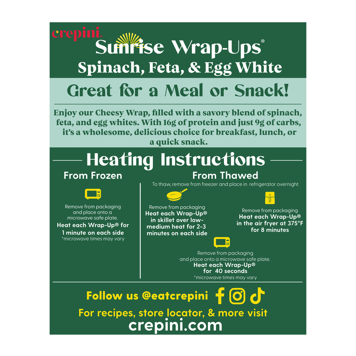 Sunrise Wrap-Ups: Spinach, Feta, & Egg White – Crepini Foods LLC