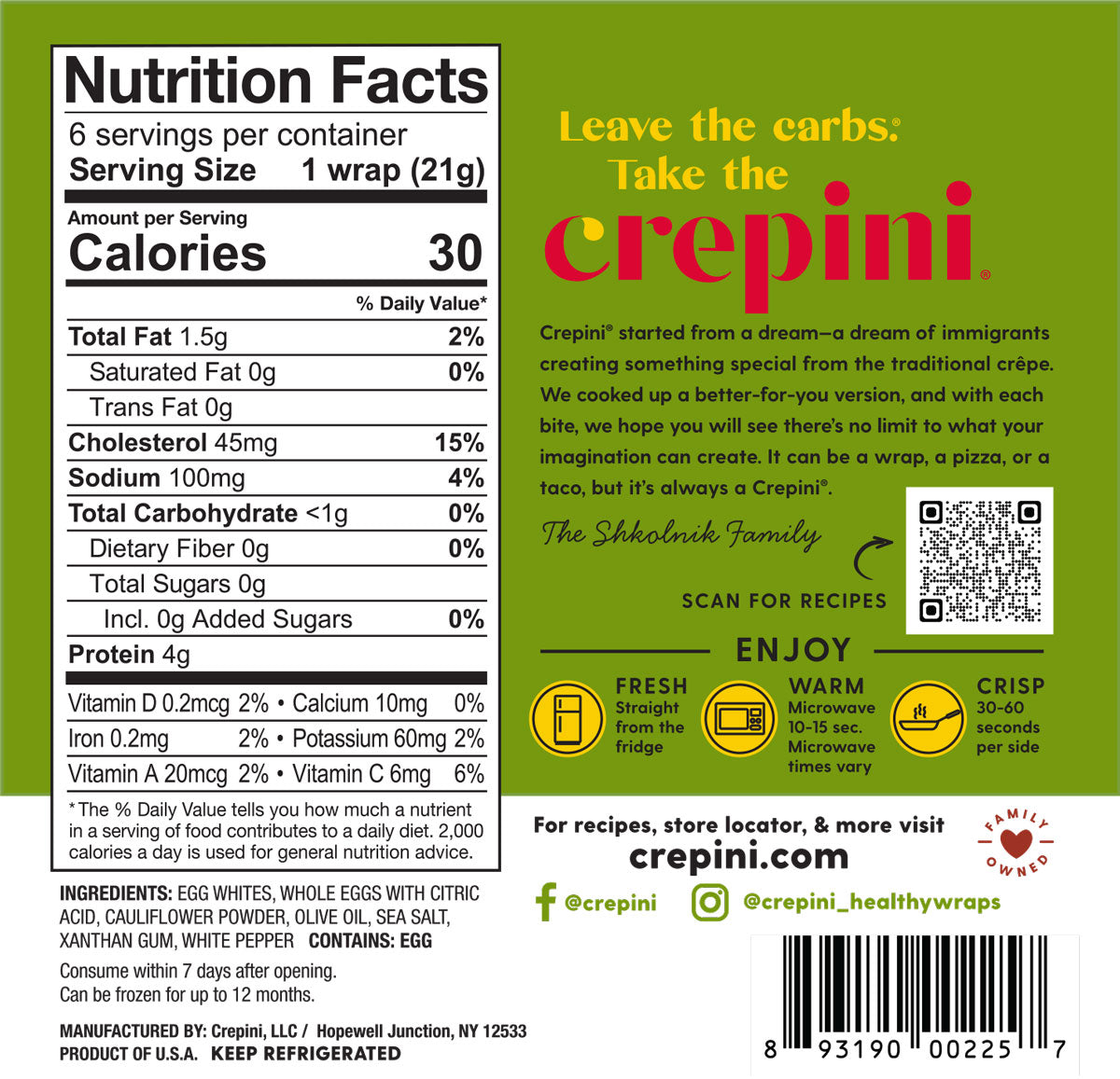 Grande Egg Wraps With Cauliflower – Crepini Foods LLC